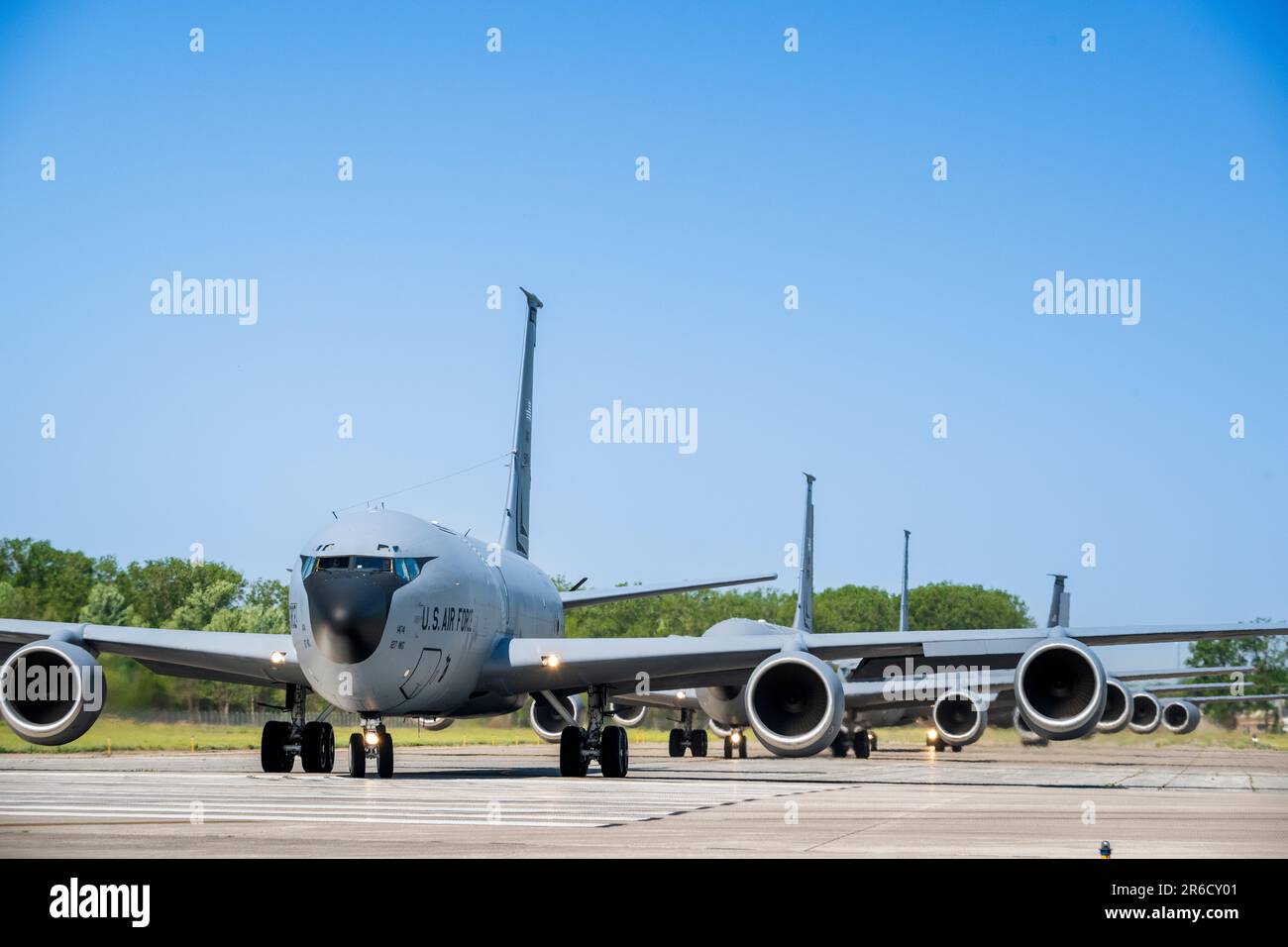 KC-135 Stratotanker aircraft perform an “elephant walk” along the ...