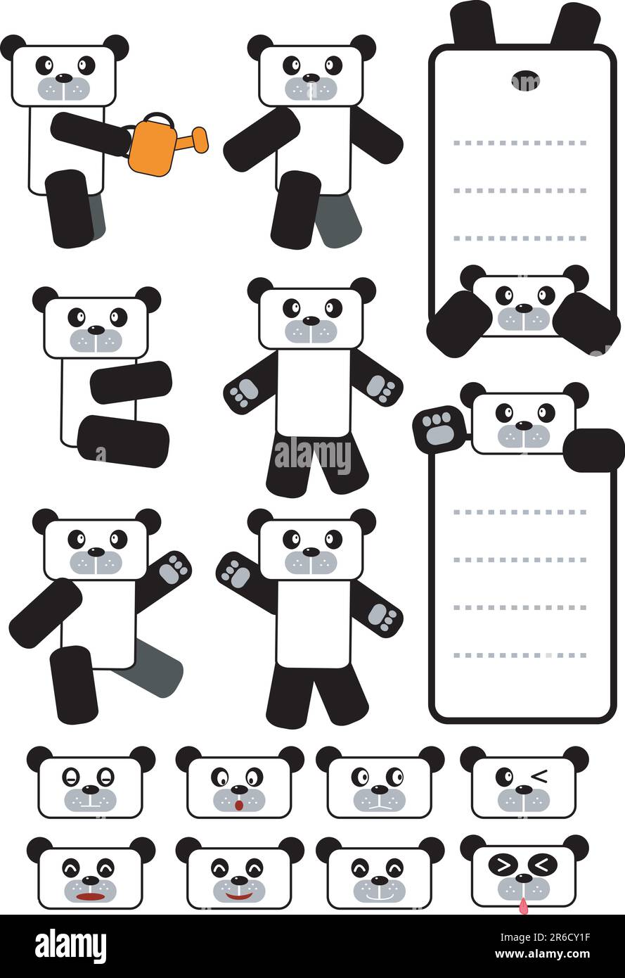 vector illustration for 16 type of panda bear design: message board ...