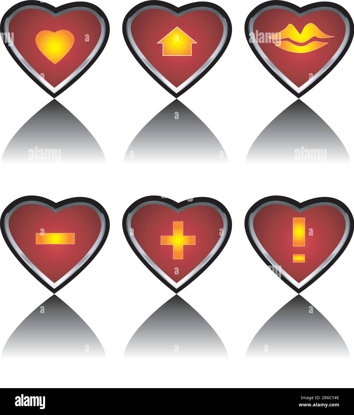vector illustration for a set icon of computer love shape icon, button ...