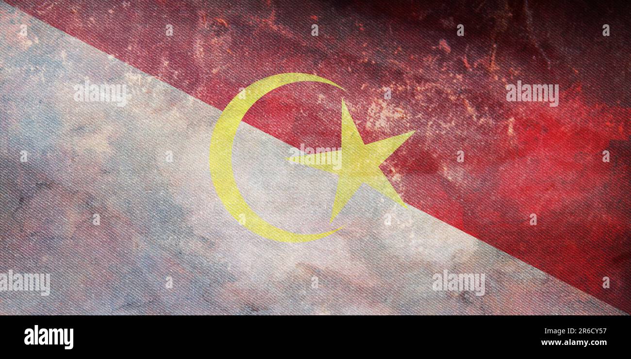 Top view of retro flag Segamat, Johor Malaysia with grunge texture. Malaysian travel and patriot ...