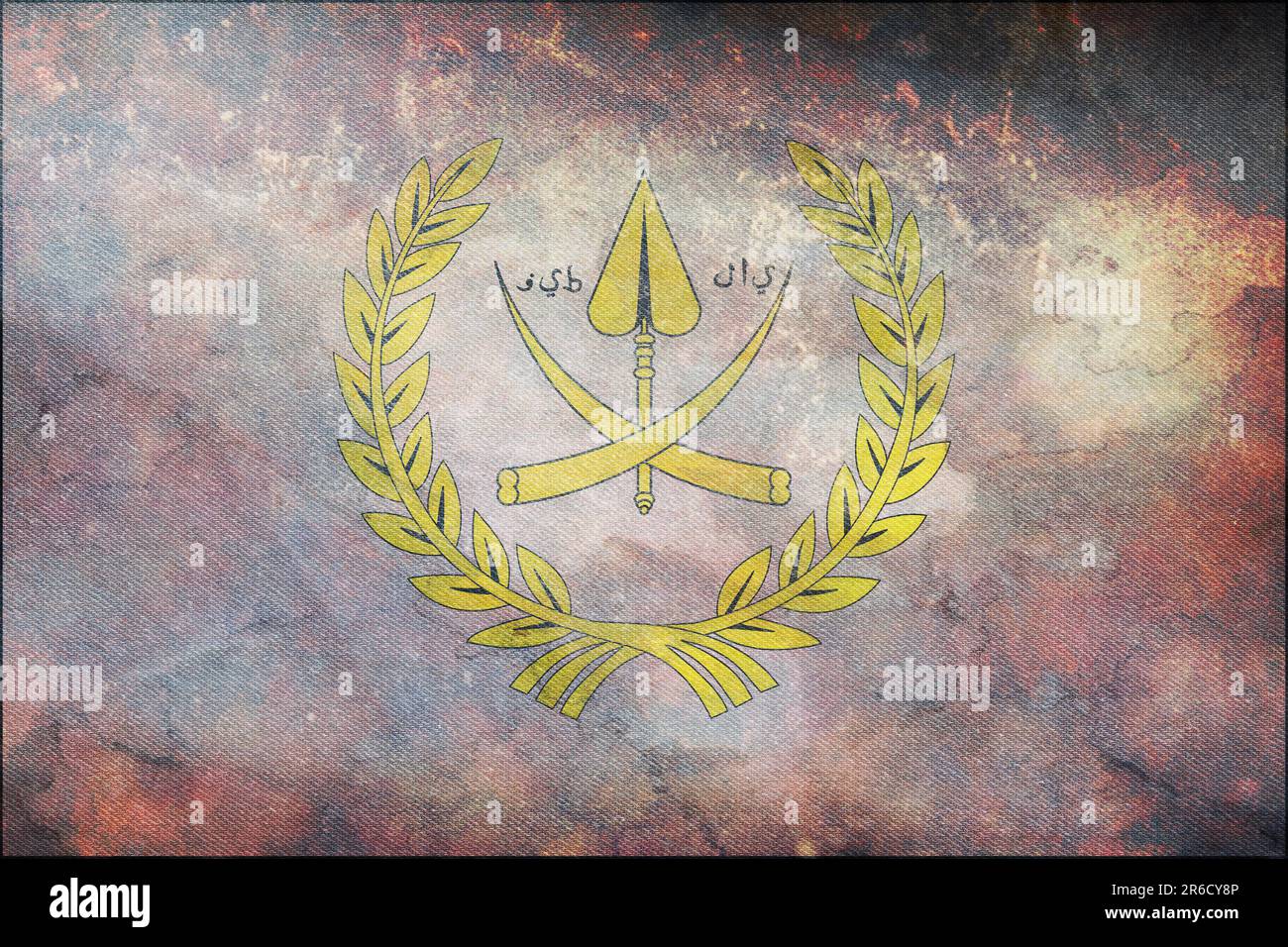 Top view of retro flag Standard Sultan Pahang Malaysia with grunge ...
