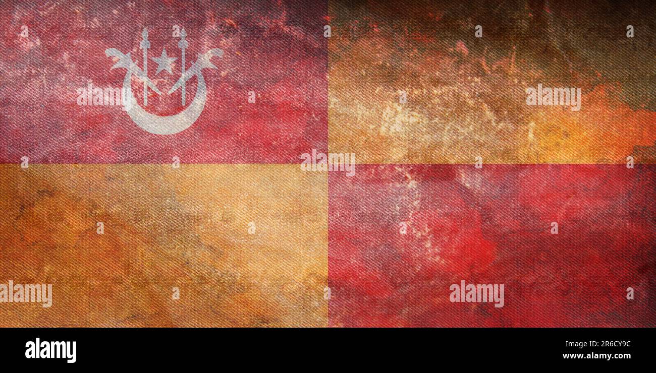 Top view of retro flag Tanah Merah, Kelantan Malaysia with grunge ...