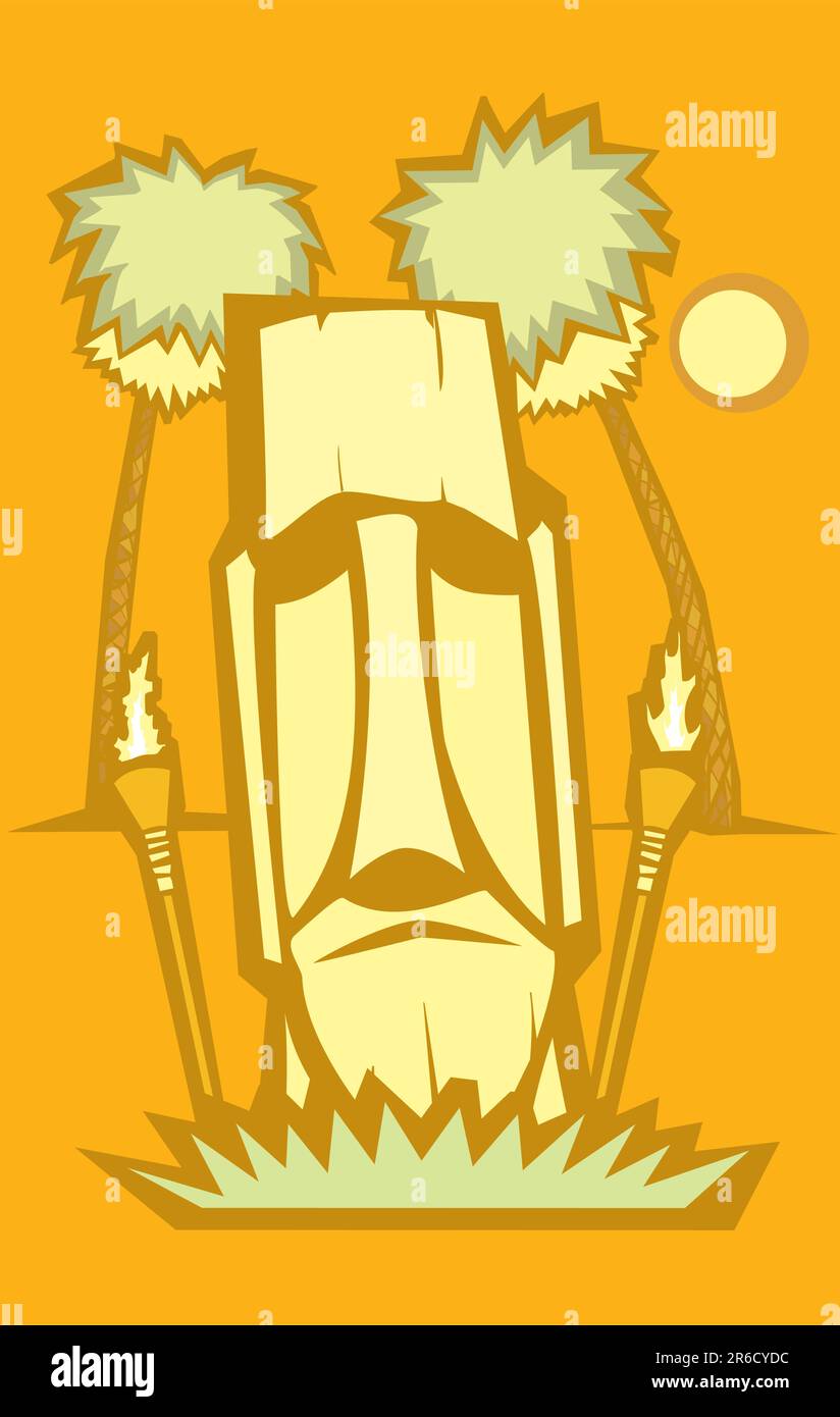 Retro tiki in an island setting with poster dimensions Stock Vector ...