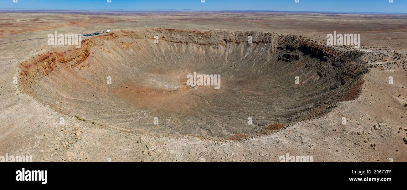 Aerial photograph of Meteor Crater, near Winslow, Arizona, USA Stock ...