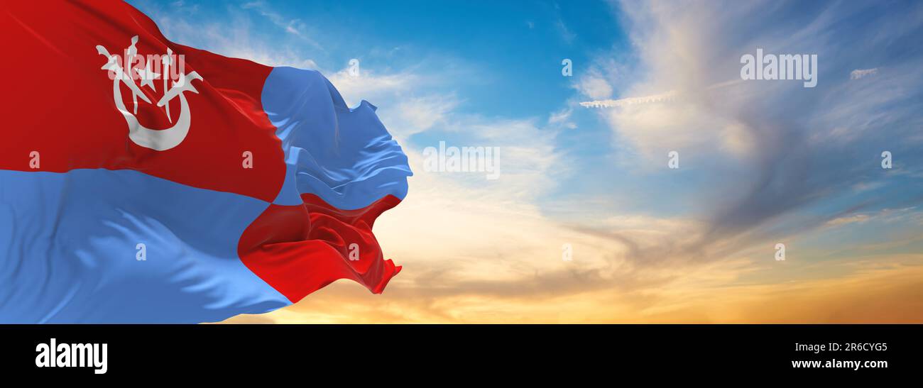 official flag of Bachok, Kelantan Malaysia at cloudy sky background on ...
