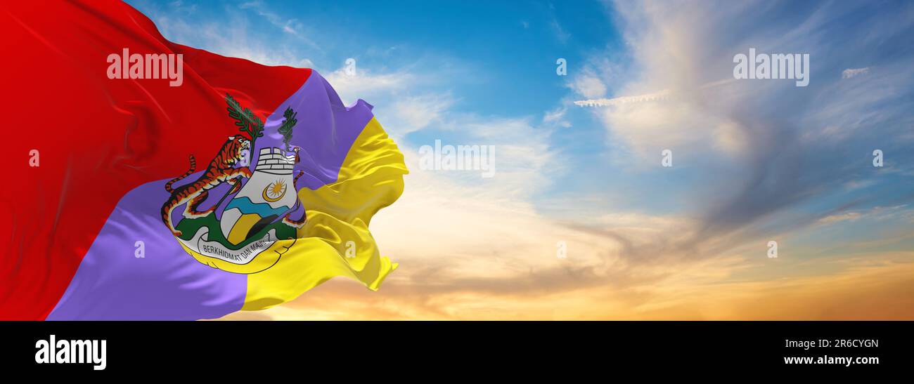 official flag of Ipoh, Perak Malaysia at cloudy sky background on ...