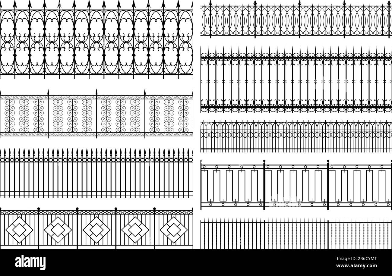 Set of editable vector fences and railings Stock Vector Image & Art - Alamy