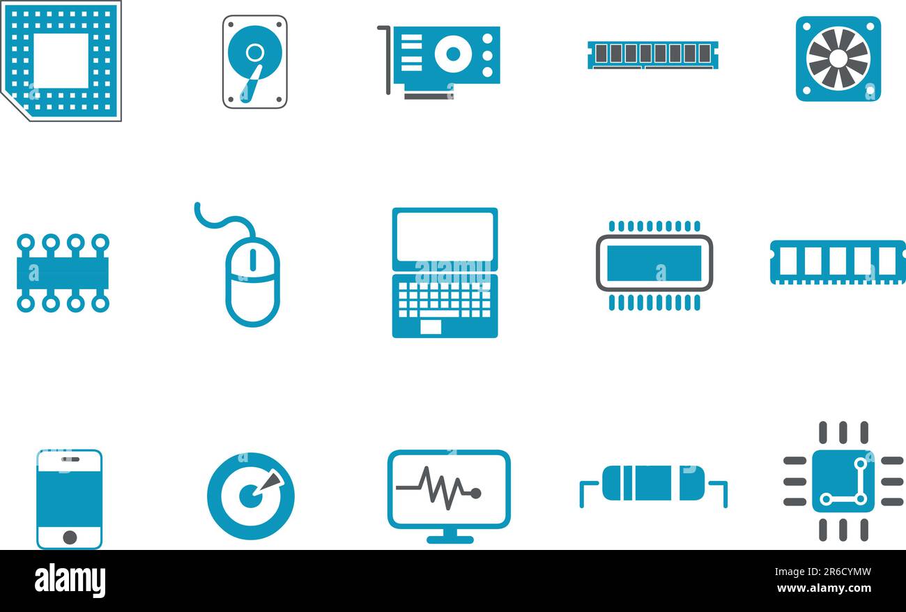 Vector icons pack - Blue Series, hardware collection Stock Vector Image ...
