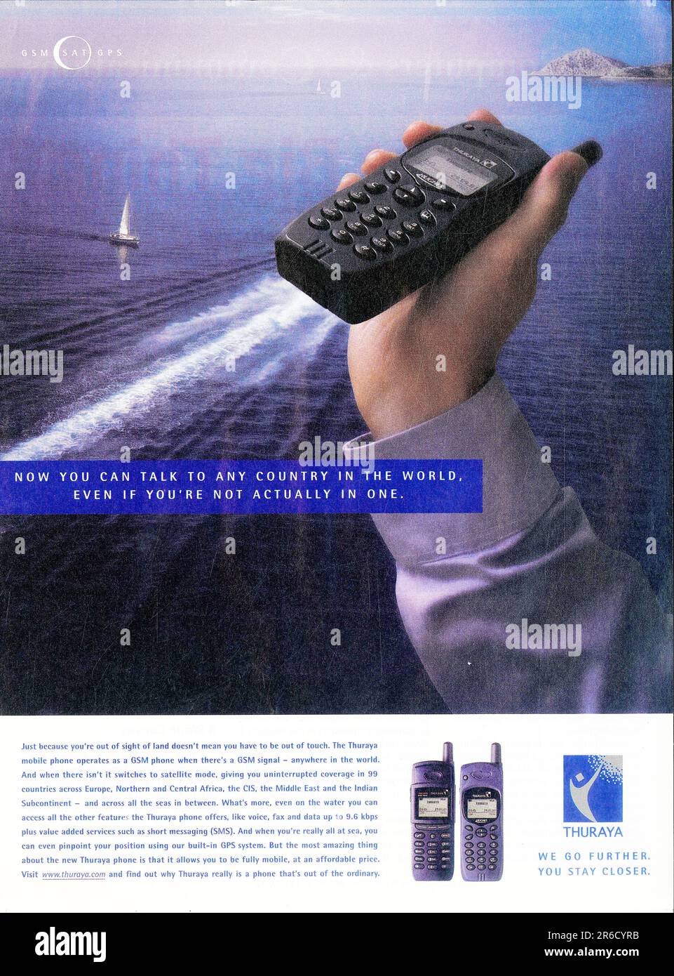 Thuraya mobile phone, satellite phones, cell phone advert in a magazine ...