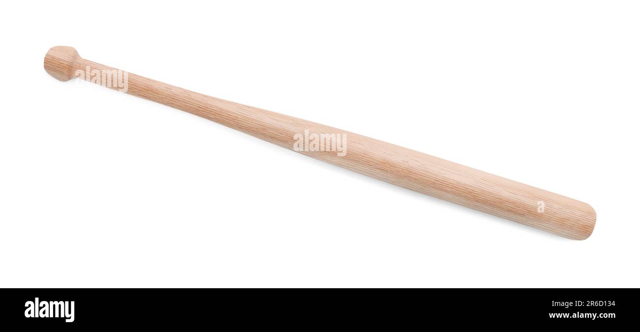 Wooden baseball bat isolated on white, top view. Sports equipment Stock ...