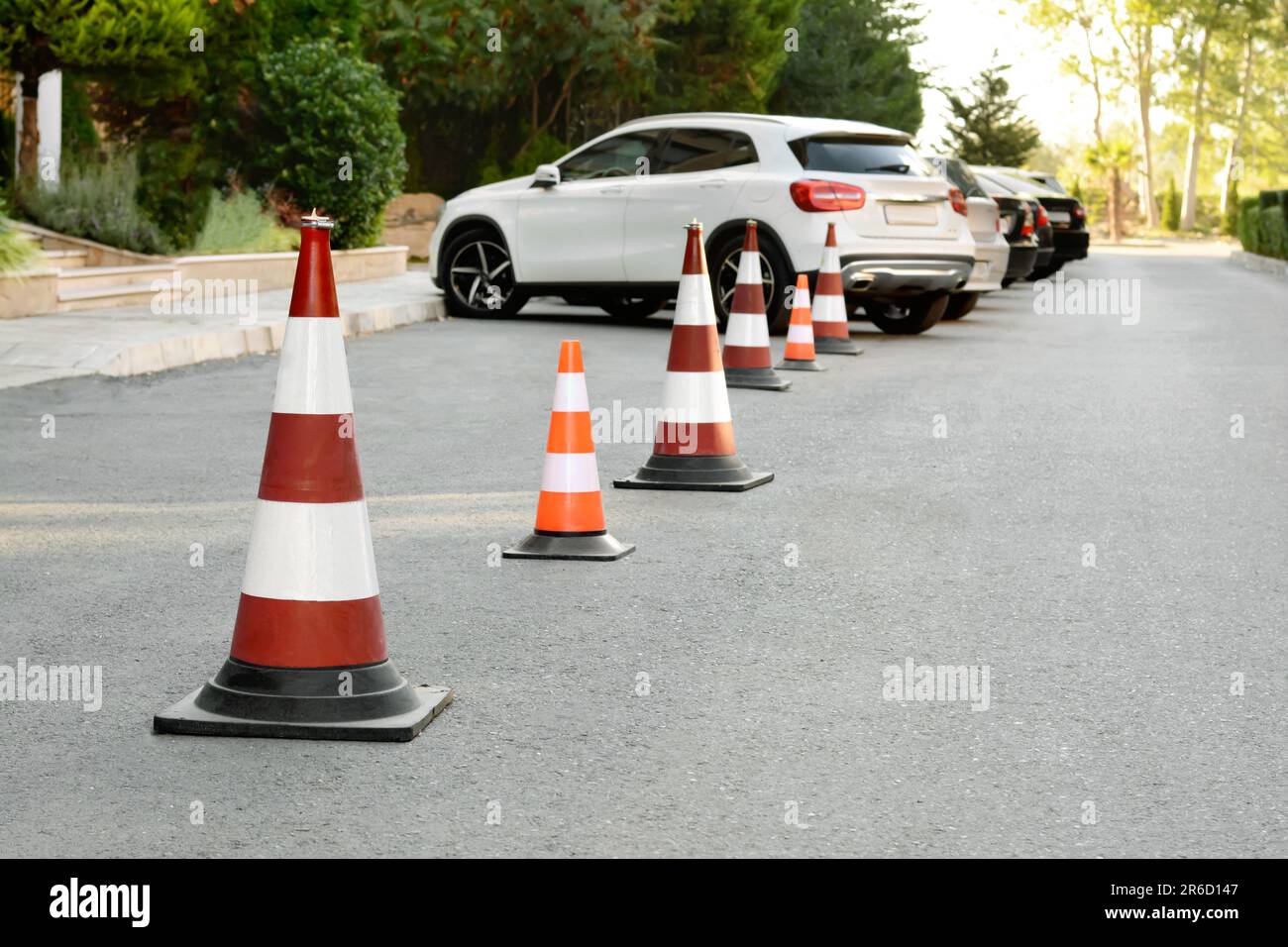 Traffic cones on road marking hi-res stock photography and images - Alamy