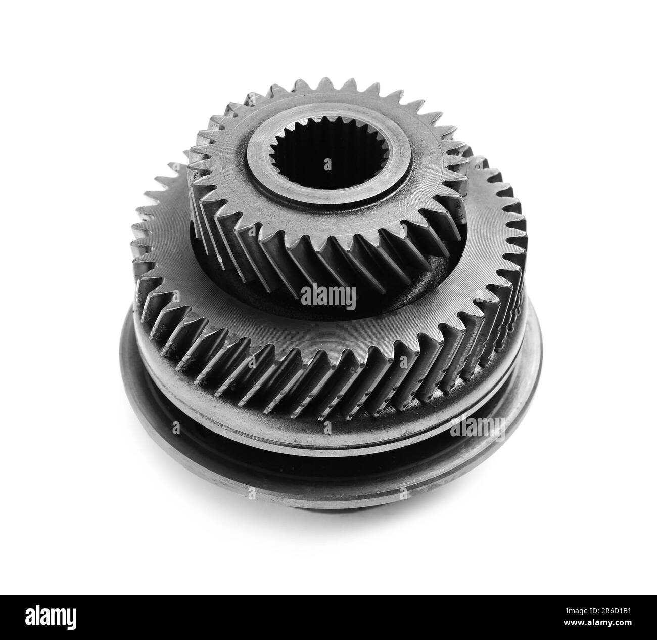 Different stainless steel gears on white background Stock Photo - Alamy