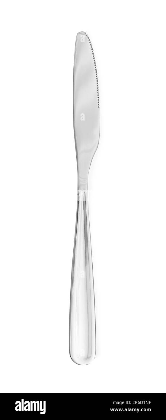 One new shiny knife isolated on white, top view Stock Photo - Alamy