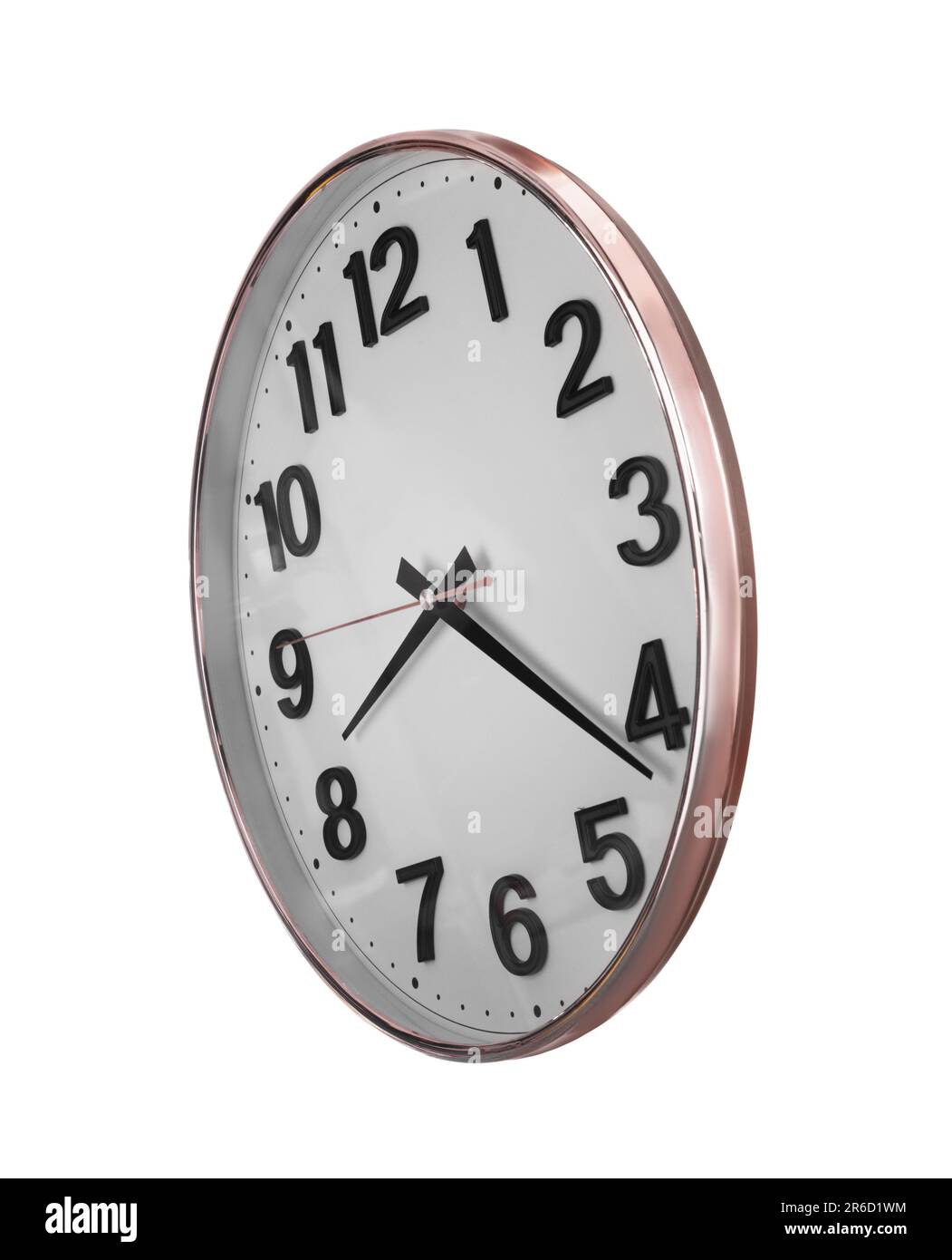 Stylish round clock isolated on white. Interior element Stock Photo - Alamy