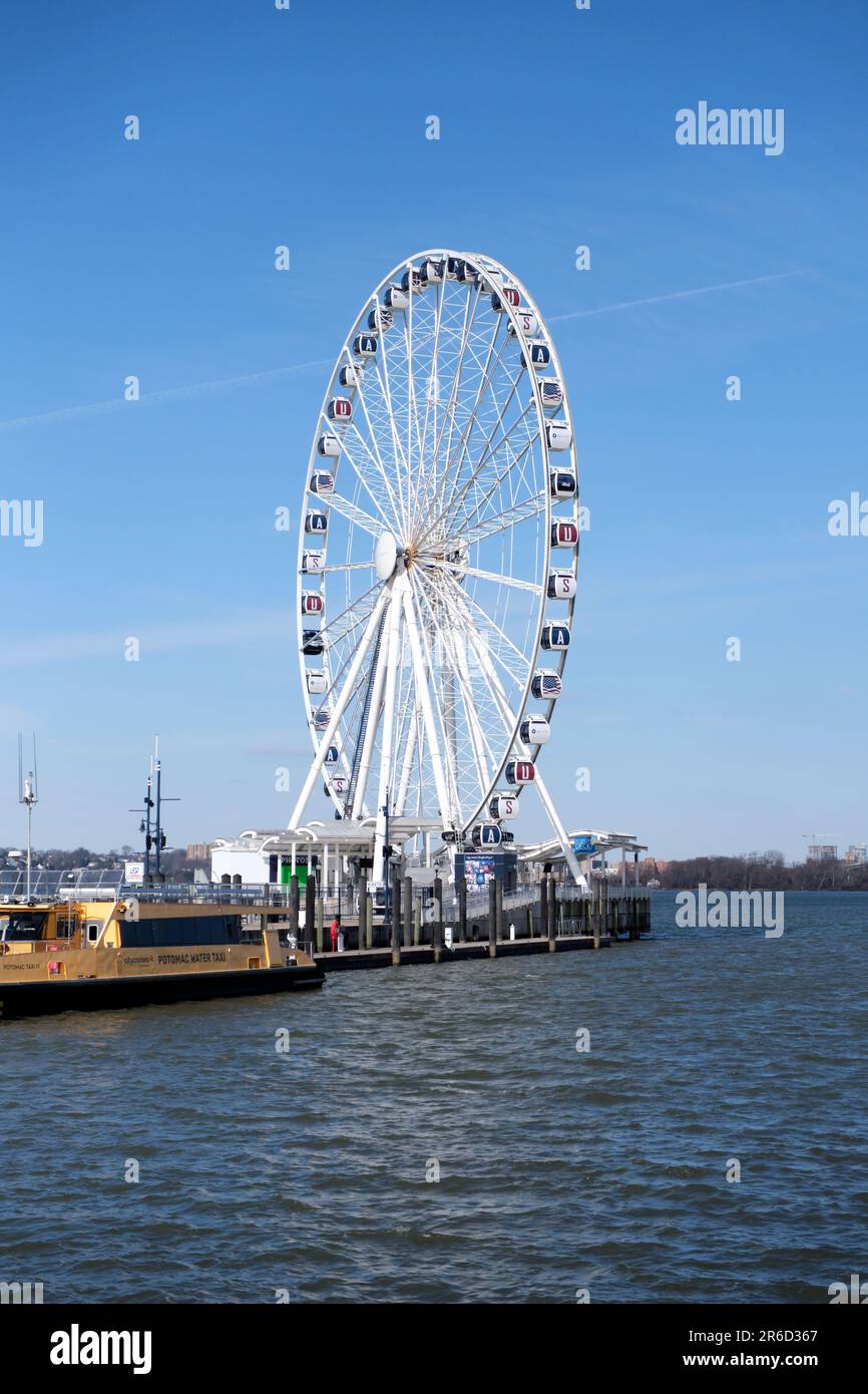 March 18th, Maryland, USA: A side view of capital wheel attraction ...