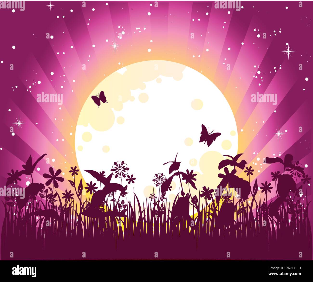 Moon pink night, vector Stock Vector Image & Art - Alamy