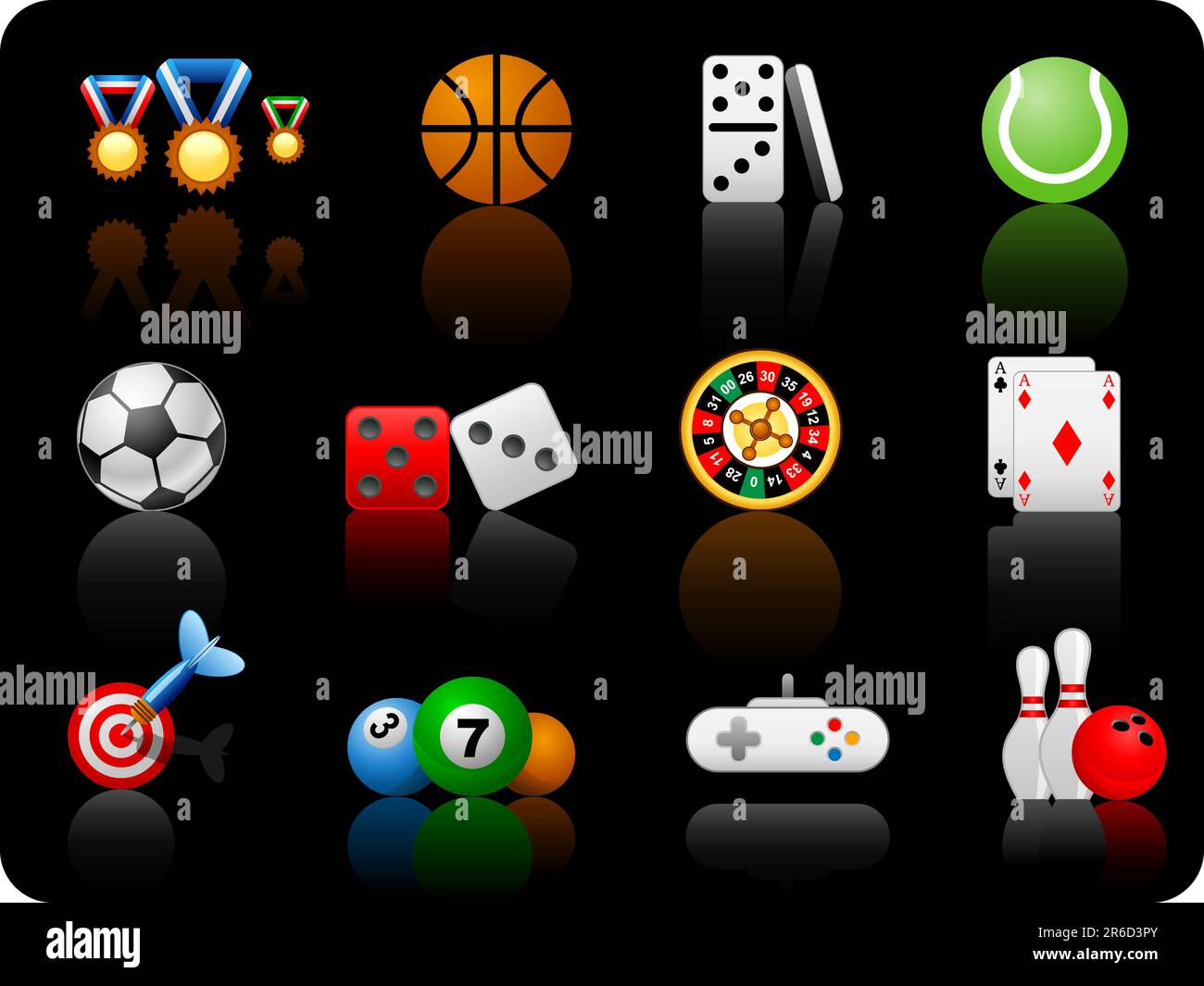 Set of icons on a theme game black background Stock Vector Image & Art ...
