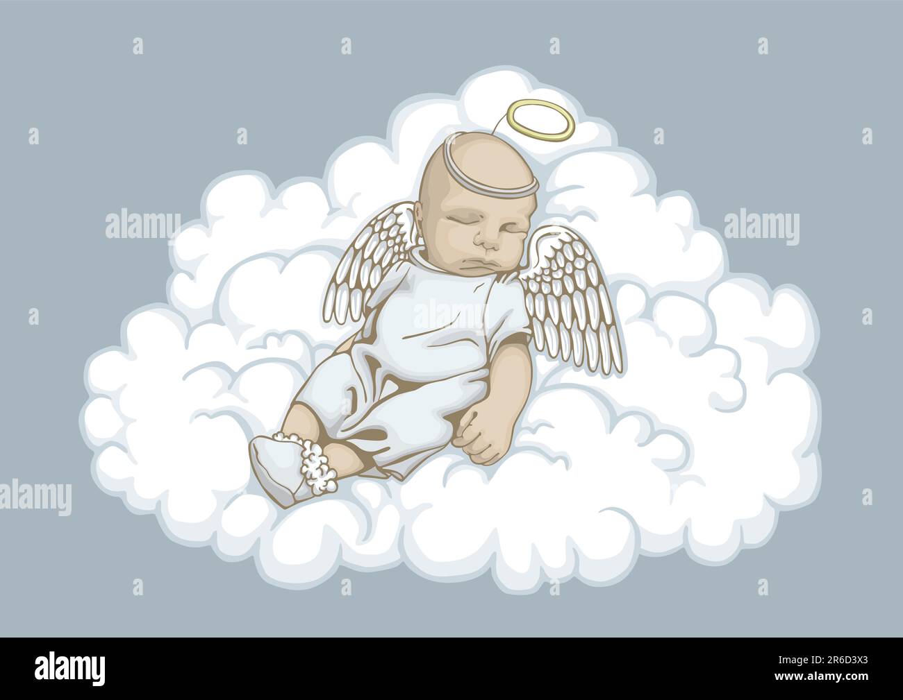 Nice little angel slipping on the soft cloud Stock Vector Image & Art ...