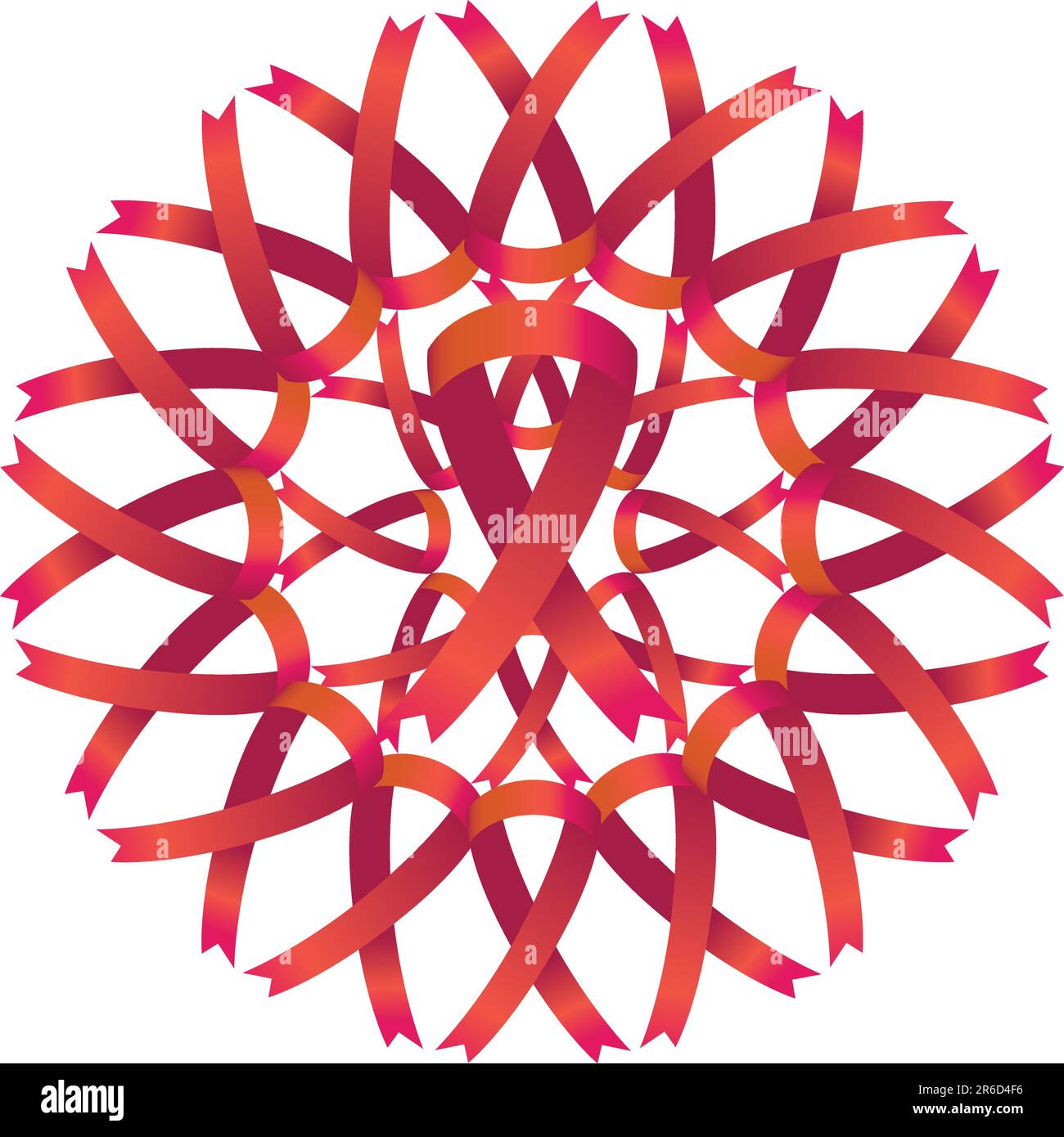 3D pattern of red AIDS awareness ribbons in a circular wreath pattern ...