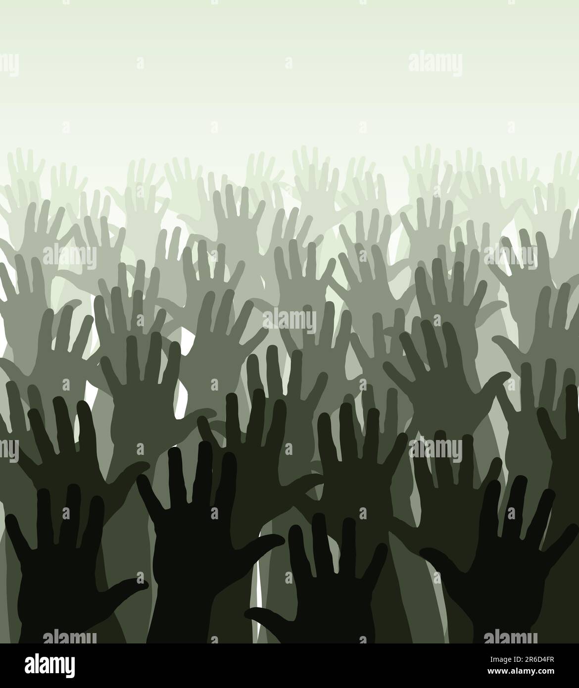 Editable vector illustration of a crowd of waving hands Stock Vector ...