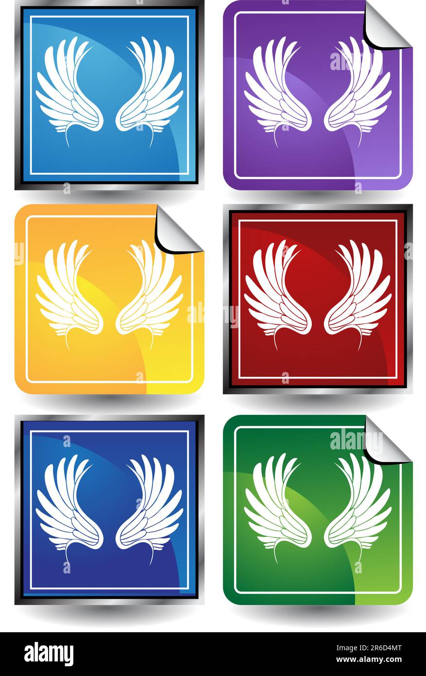 Set of 6 web button icons - wings Stock Vector Image & Art - Alamy