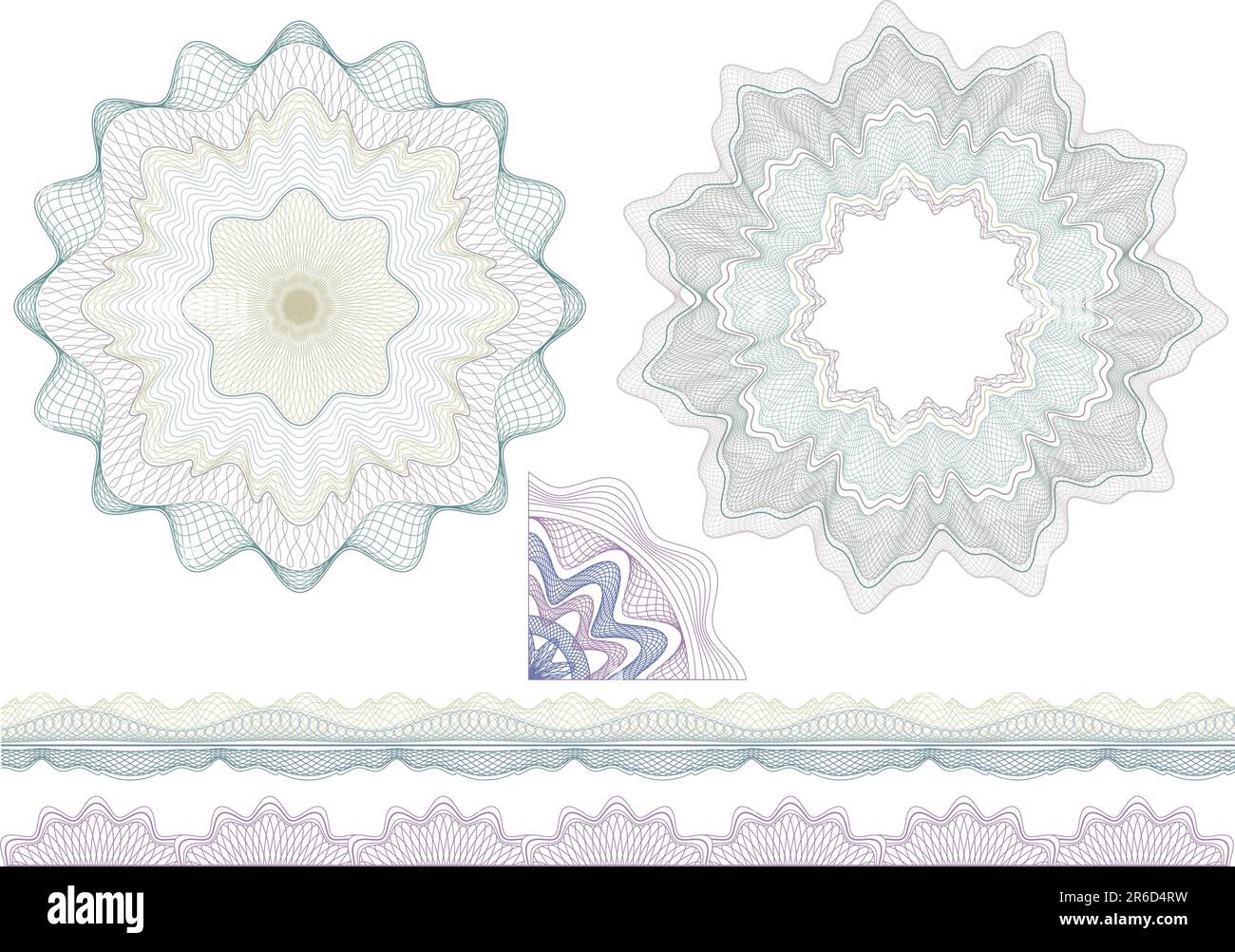 Classic guilloche borders and elenents for diploma or certificate ...