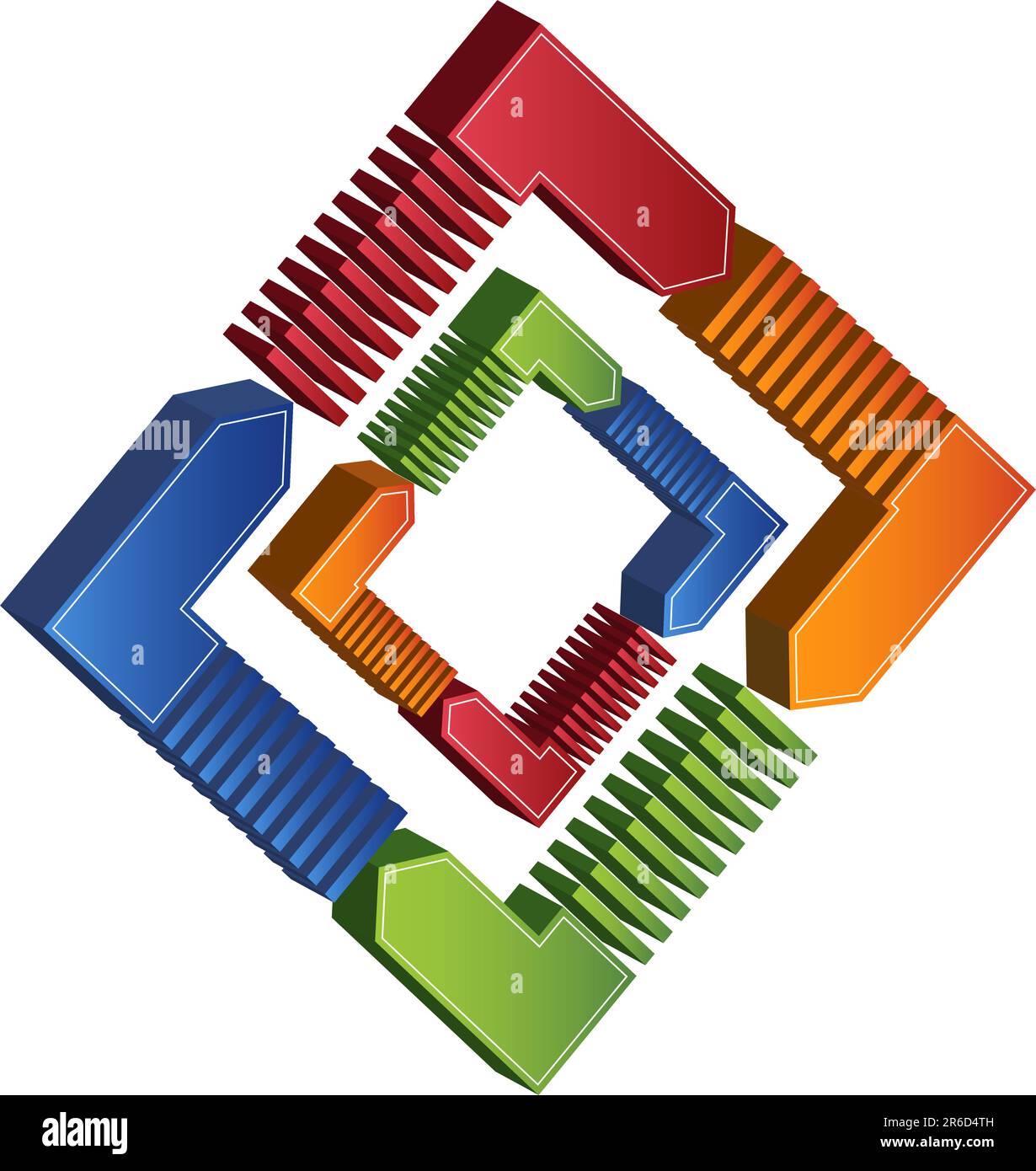 3D Process square diagram with rotating arrows Stock Vector Image & Art ...