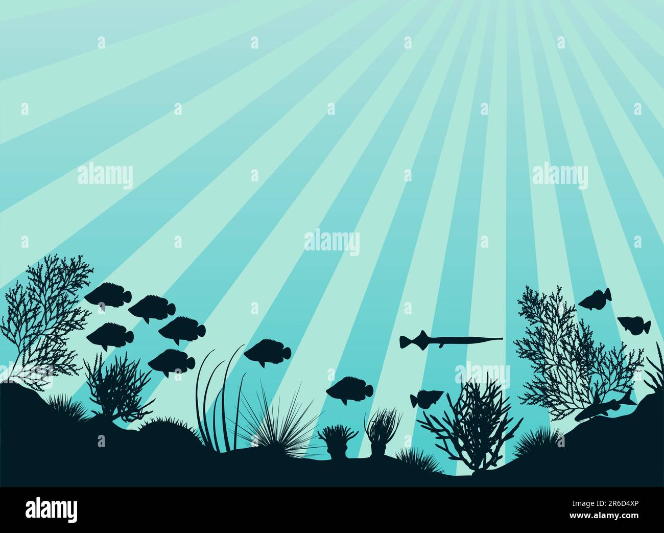 Editable vector illustration of an underwater coral reef scene Stock ...