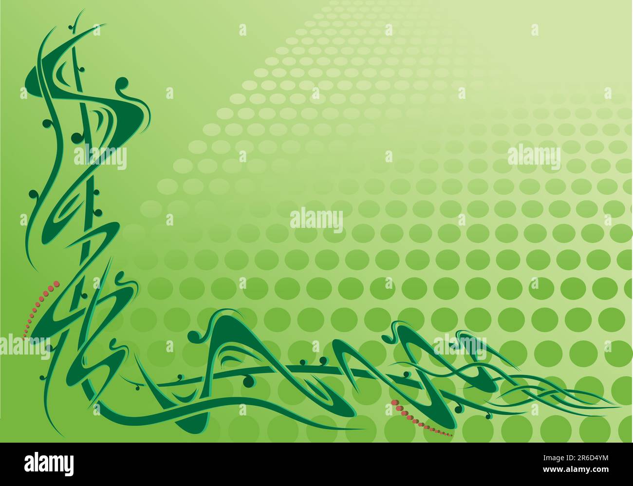 Decorative corner scroll intertwining scrolls with green background ...