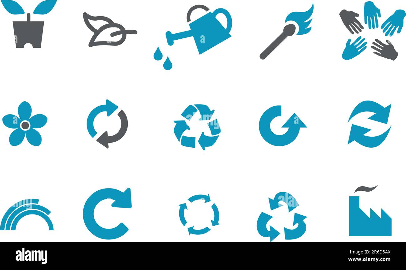 Vector icons pack - Blue Series, eco collection Stock Vector Image ...