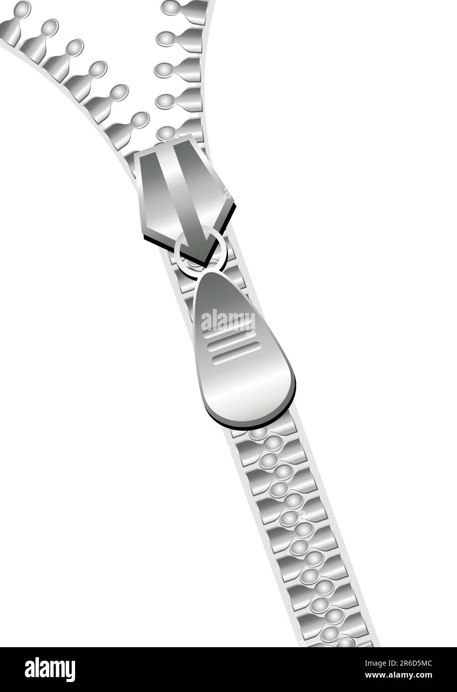 Silver zipper in a diagonal line over white background Stock Vector ...