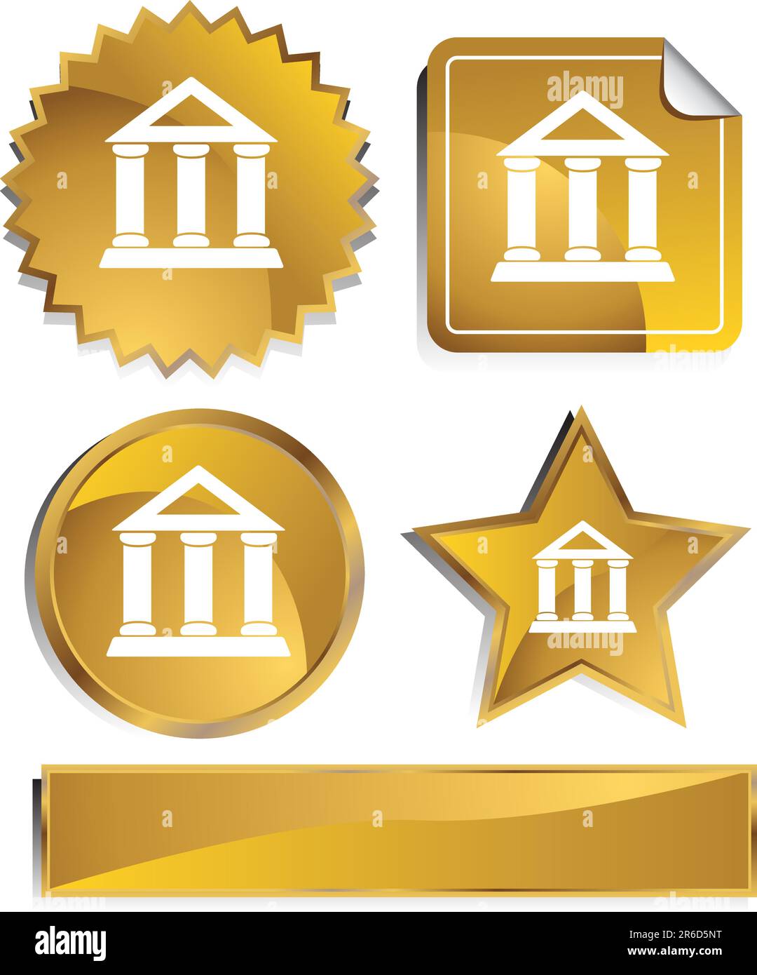 Set of 3D gold chrome icons - government building Stock Vector Image ...