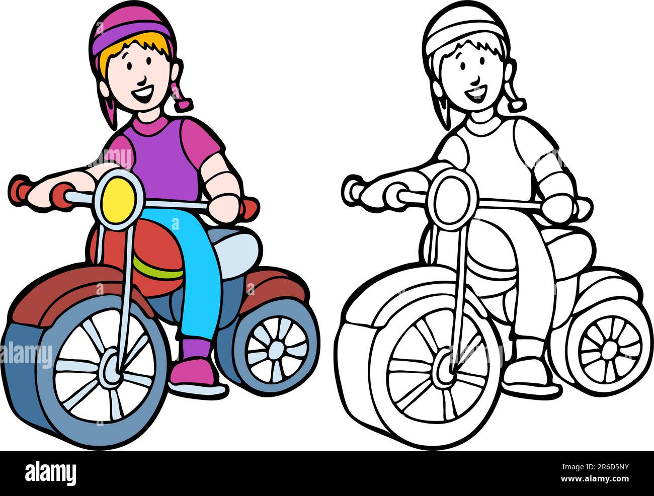 She Riding Bike Cartoon