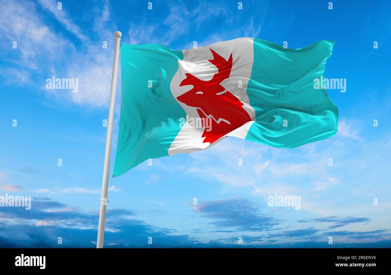 flag of Indo-Aryan ethnoreligious groups Koryaks at cloudy sky ...