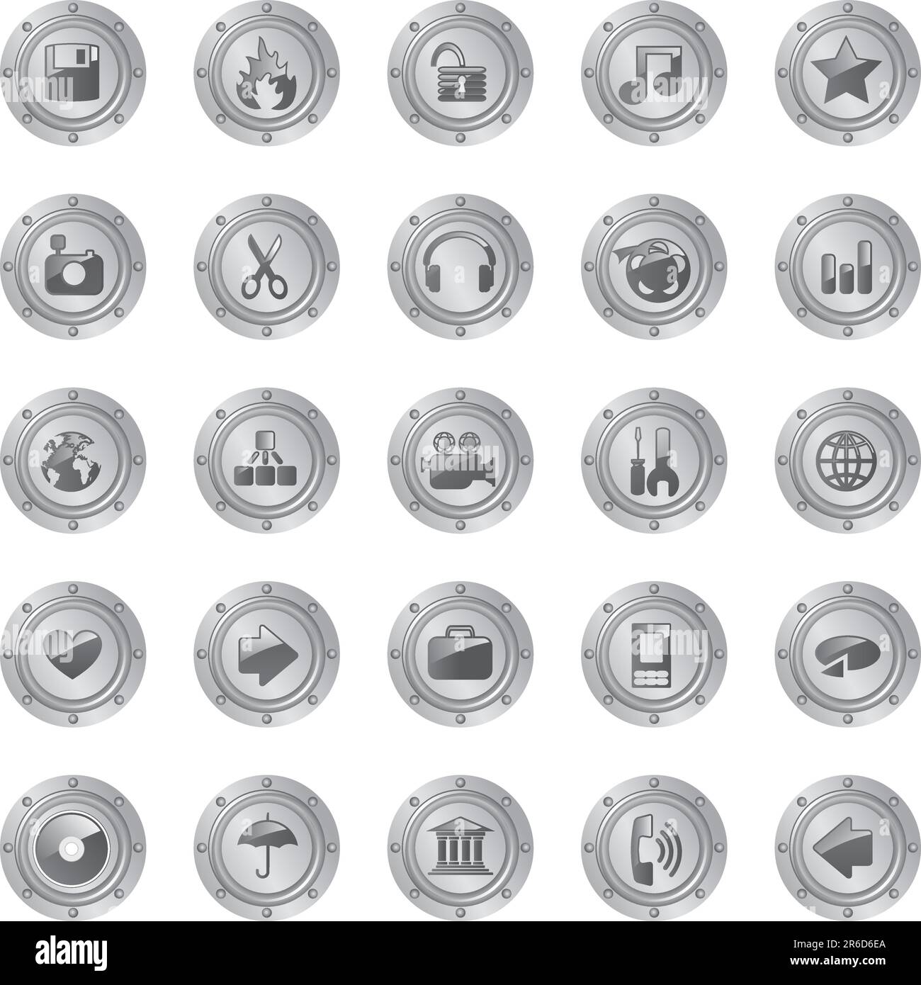 set of metallic icons Stock Vector Image & Art - Alamy