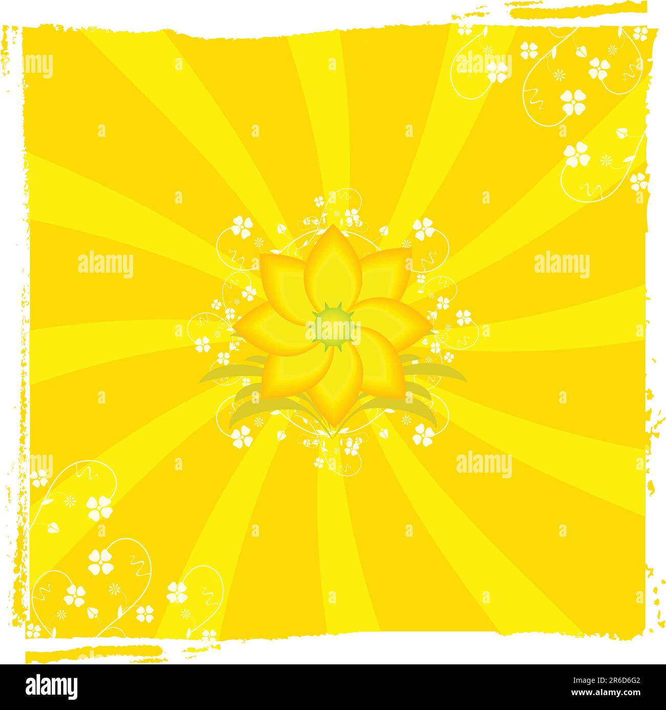 Distressed, torn floral background with central flower feature and ...