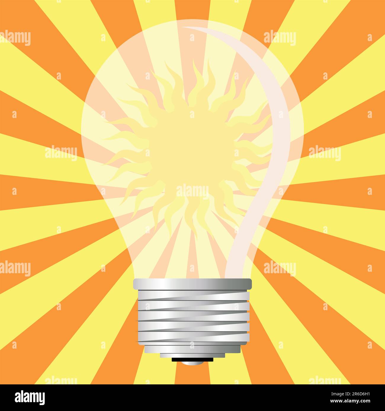 Light bulb with ecological message over starry orange background Stock ...