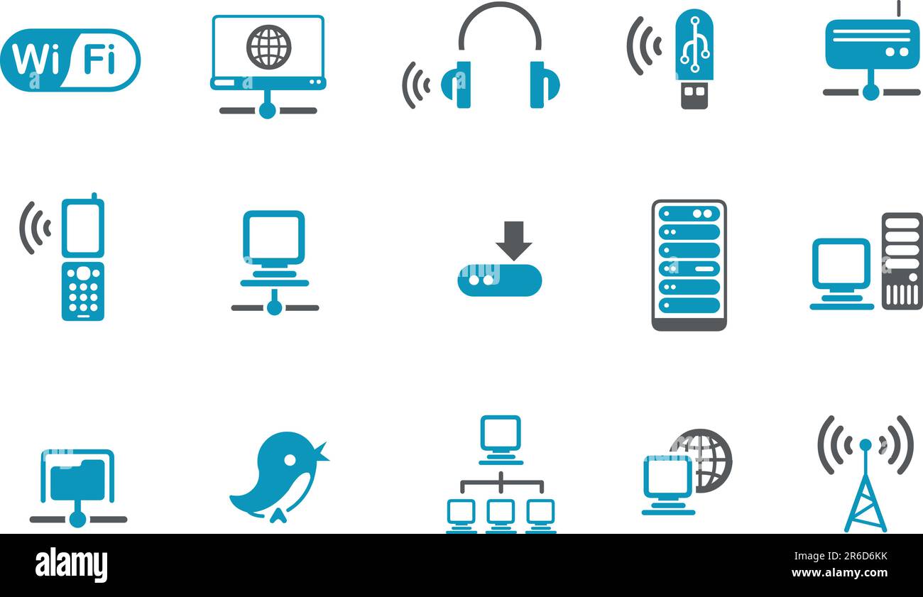 Vector icons pack - Blue Series, wi-fi collection Stock Vector Image ...
