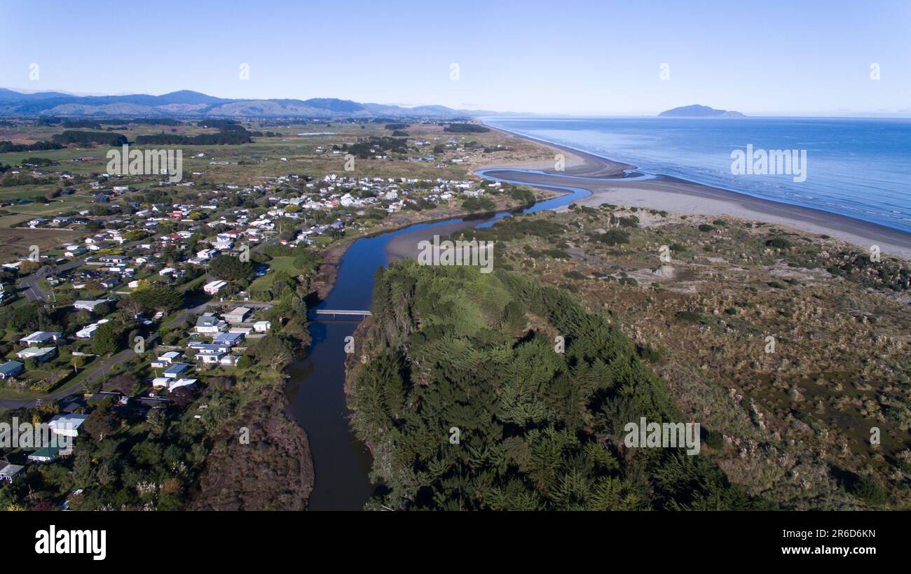 Aerial view of Waikawa beach, Horowhenua, New Zealand Stock Photo - Alamy