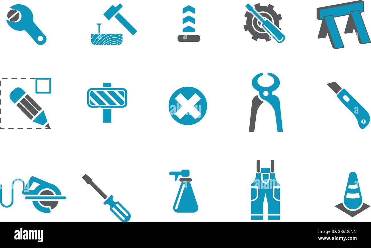 Vector icons pack - Blue Series, works collection Stock Vector Image ...