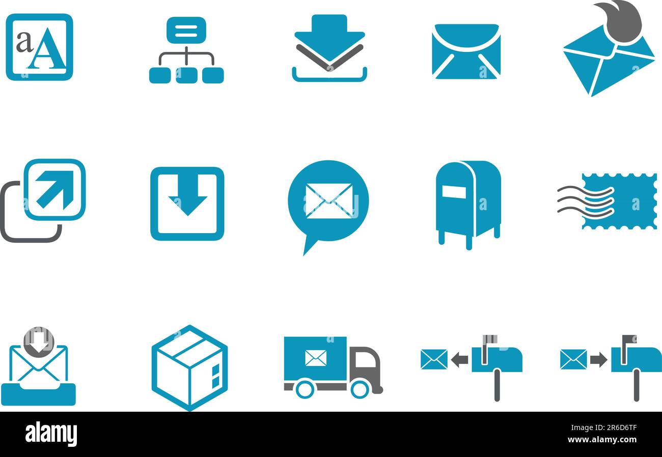 Vector icons pack - Blue Series, mailing collection Stock Vector Image ...