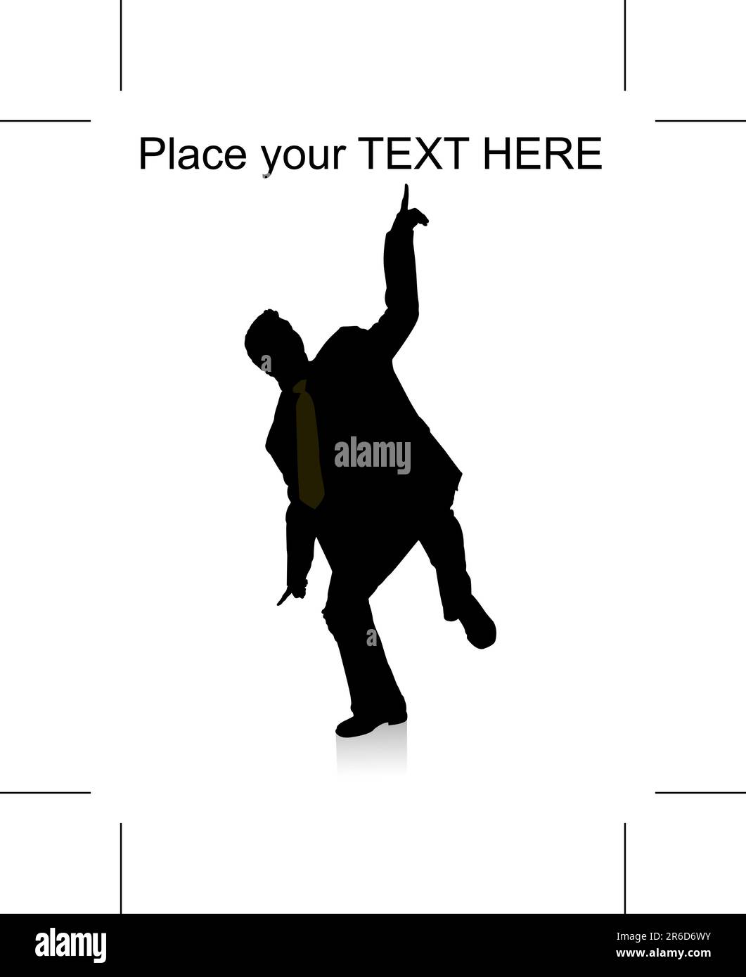 silhouette of dancing businessman pointing upward on an isolated ...