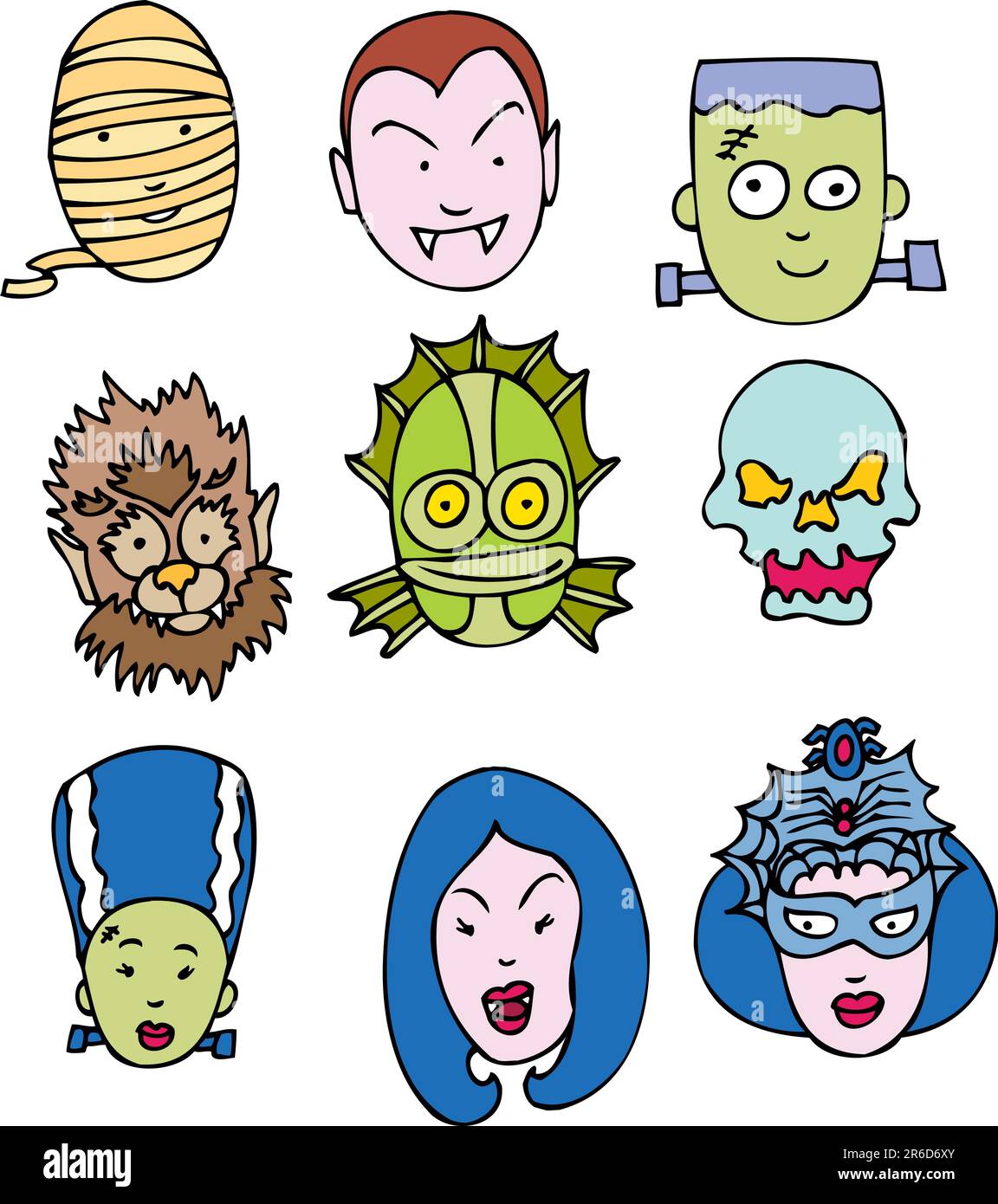 A set of nine recognized halloween faces Stock Vector Image & Art - Alamy