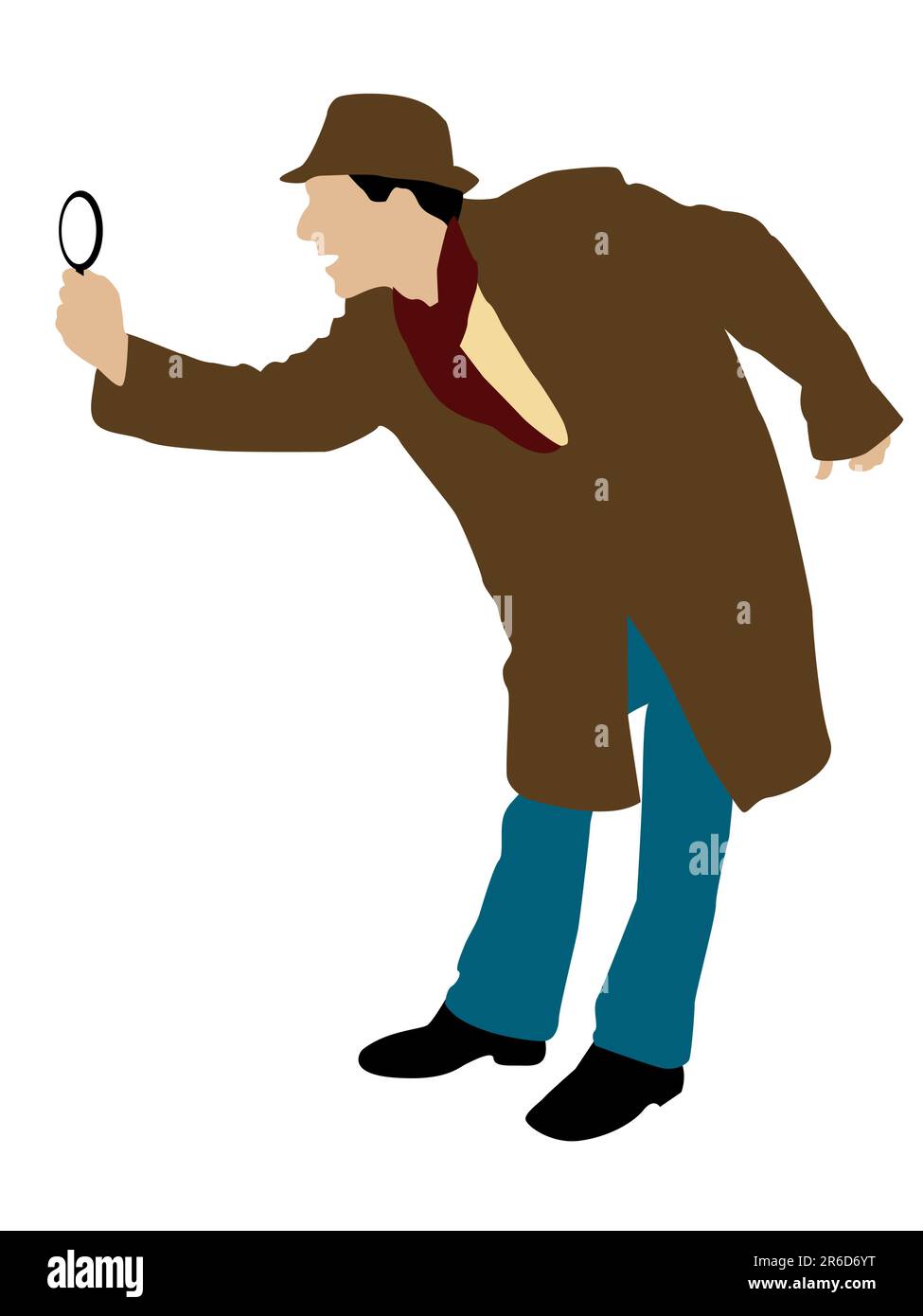 man looking through magnifier on isolated background Stock Vector Image ...