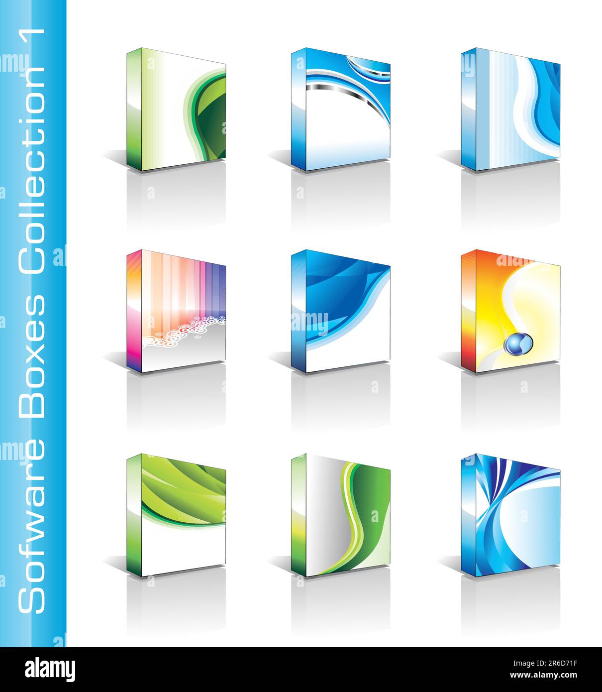 Collection of Colrful High Quality Software Boxes Stock Vector Image ...