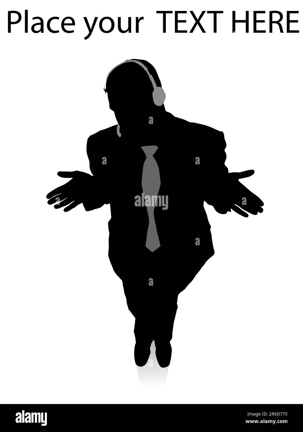 silhouette of call center executive standing on an isolated white ...