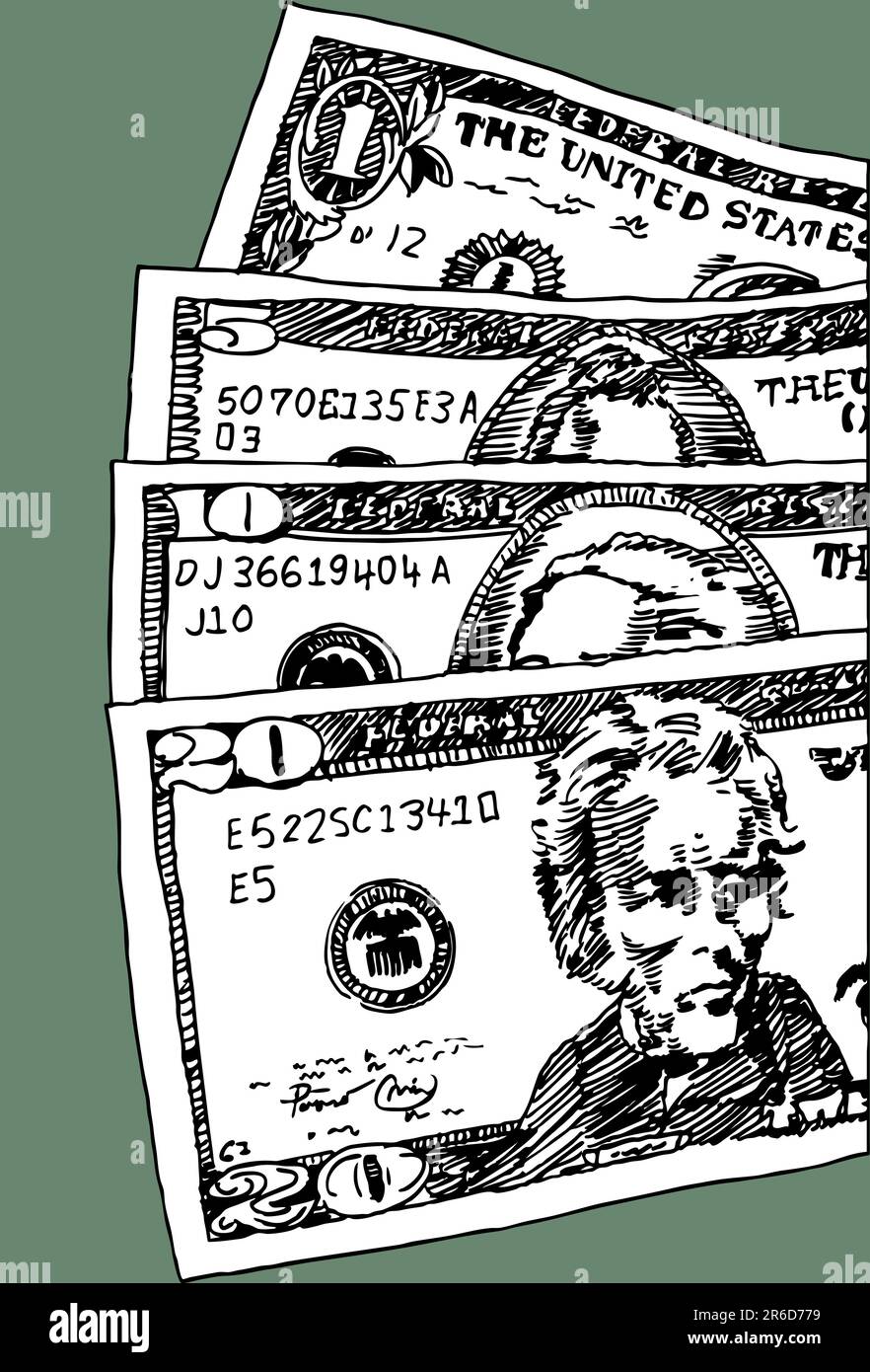 Hand drawn close up of American money Stock Vector Image & Art - Alamy