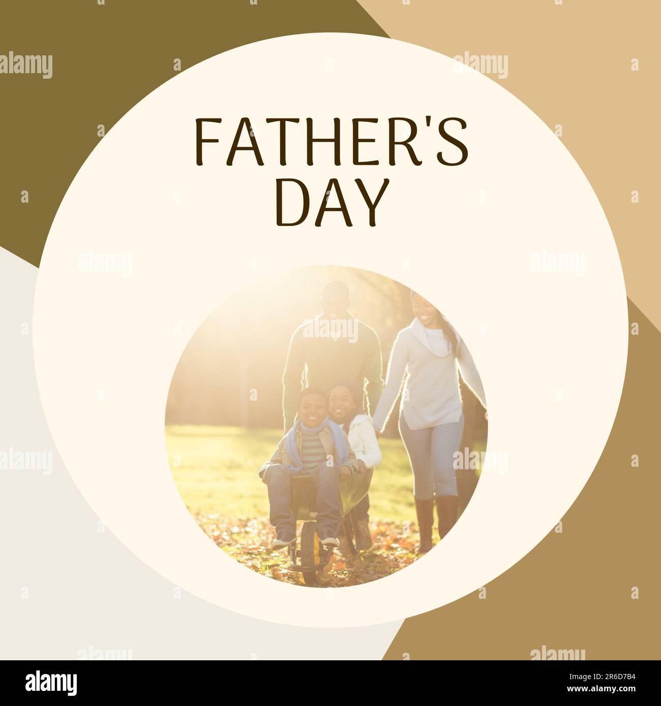 Composite of father's day text and african american parents pushing ...
