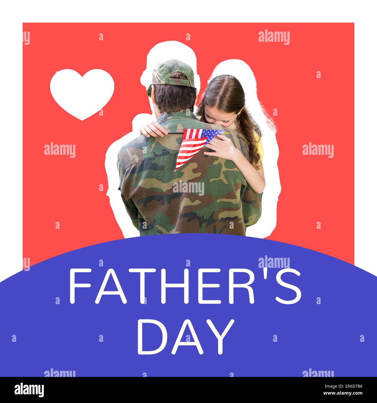 Composite of father's day text and caucasian girl with flag of america ...