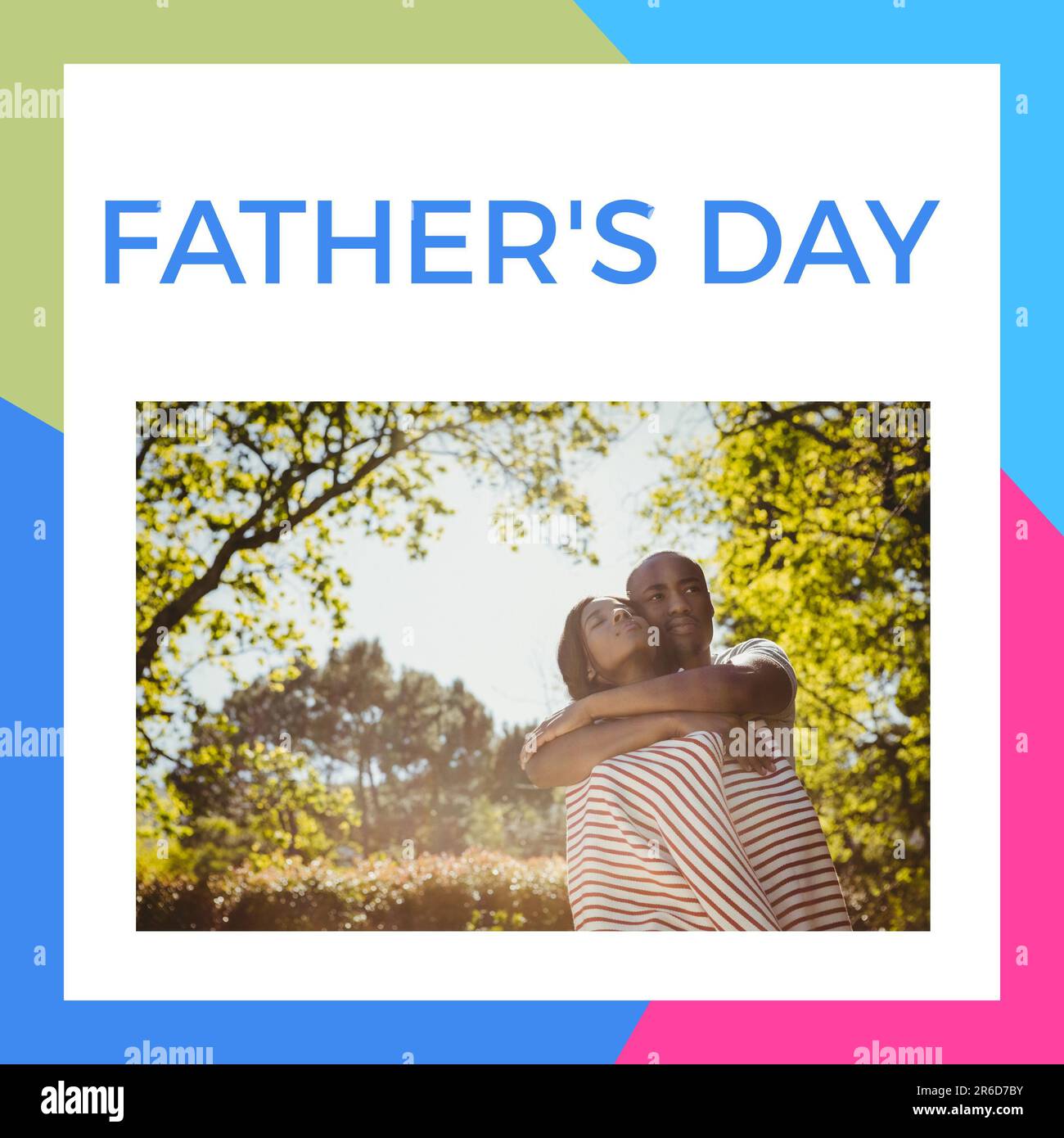 Composite of father's day text and african american man embracing wife ...